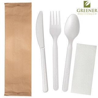 Compostable Disposable Sealed Flatware Utensil Packets (125 Sets) - 125 ...